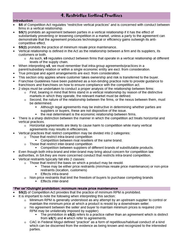 Restrictive Vertical Practices | PDF | Franchising | Supply Chain