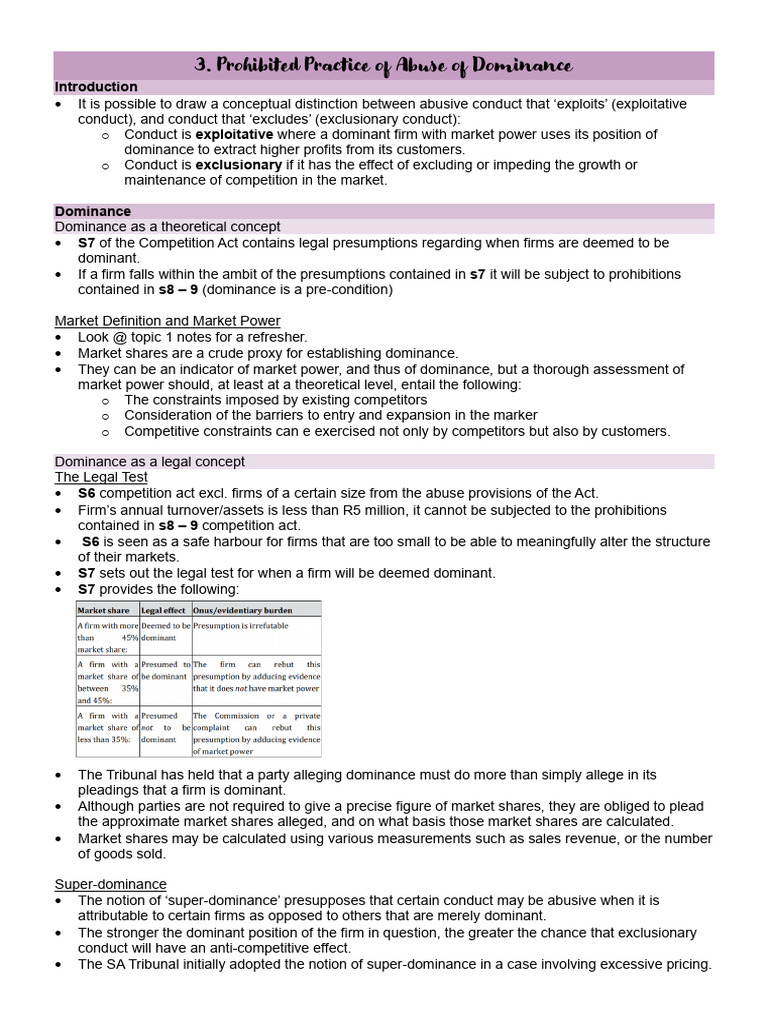 3. Prohibited Practices of Abuse of Dominance | Download Free PDF ...