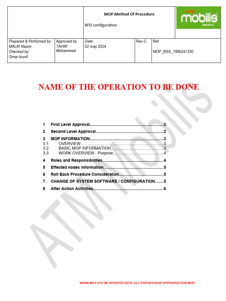 MOP BFD Configuration APPROVED MOP - BSS - 1906241330 | PDF | Computing ...