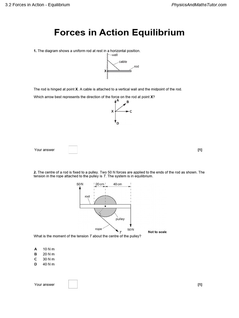 3.2 Forces in Action - Equilibrium QP | Download Free PDF | Force | Mechanics
