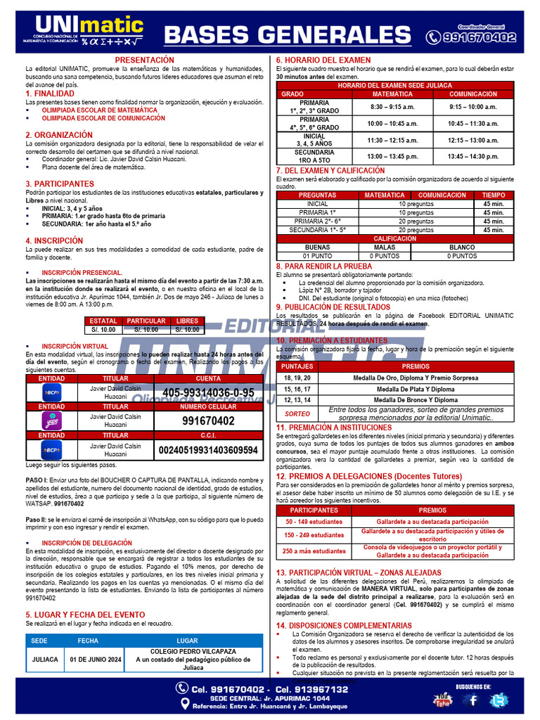 001 - Bases Generales - Juliaca | PDF