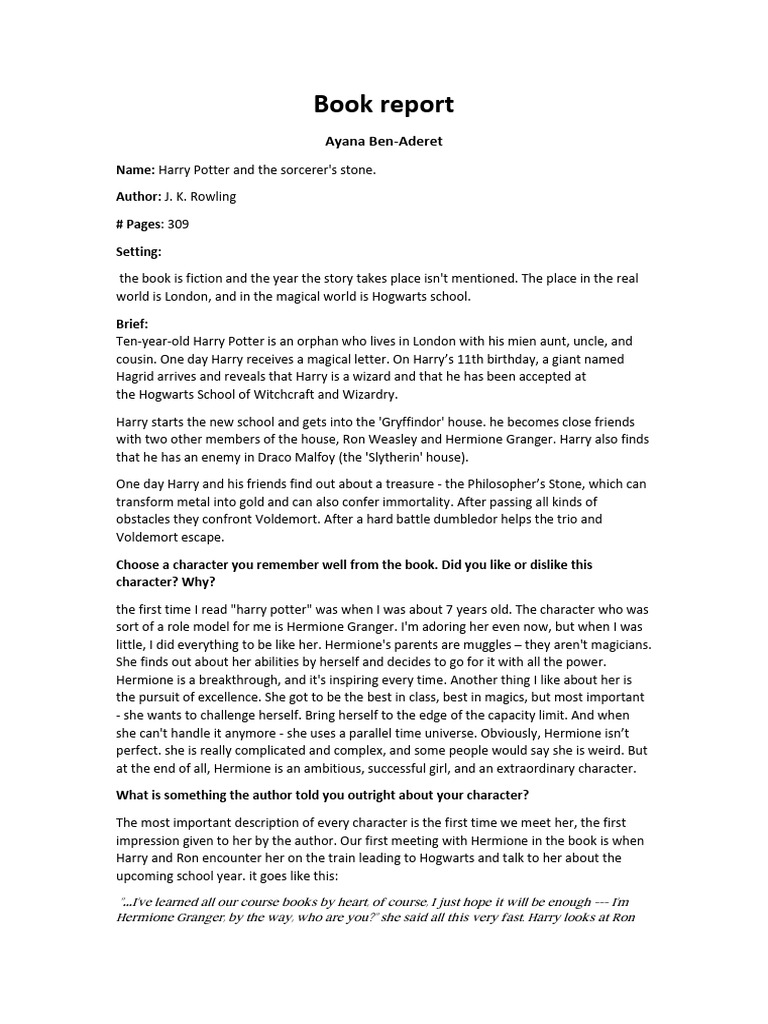 Book Report Harry Potter | PDF | J. K. Rowling | Fantasy