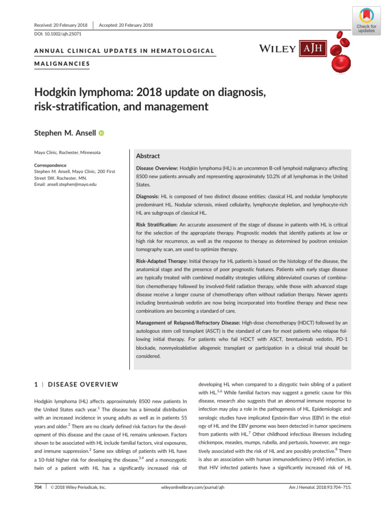 Hodgkin Lymphoma Risk Stratification 2018 | PDF | Lymphoma ...