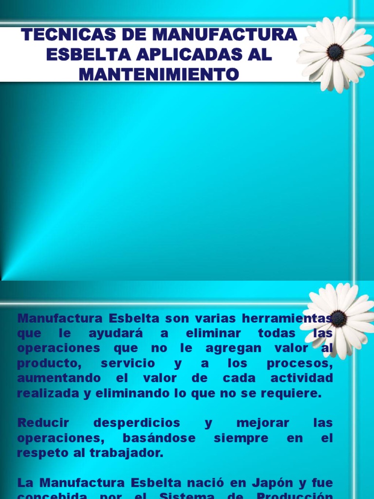 Diapositivas Manufactura Esbelta | Descargar gratis PDF | Lean Manufacturing | Producción y ...