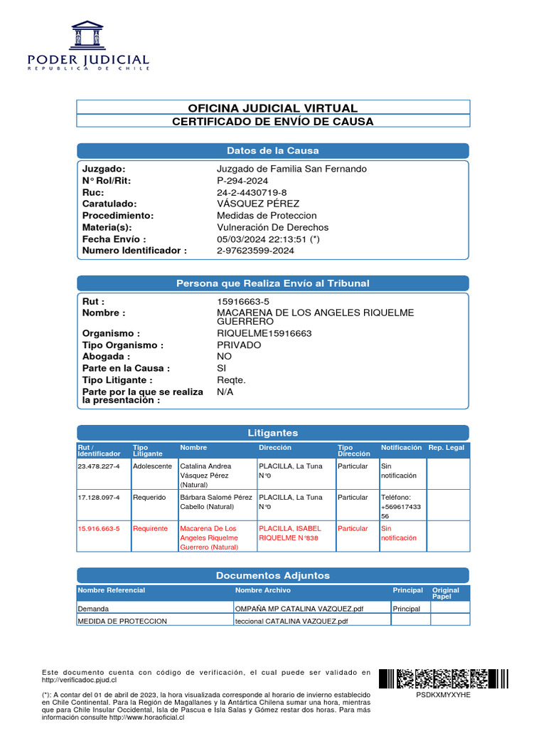 Certifica Do Demand A | PDF | Chile | Justicia