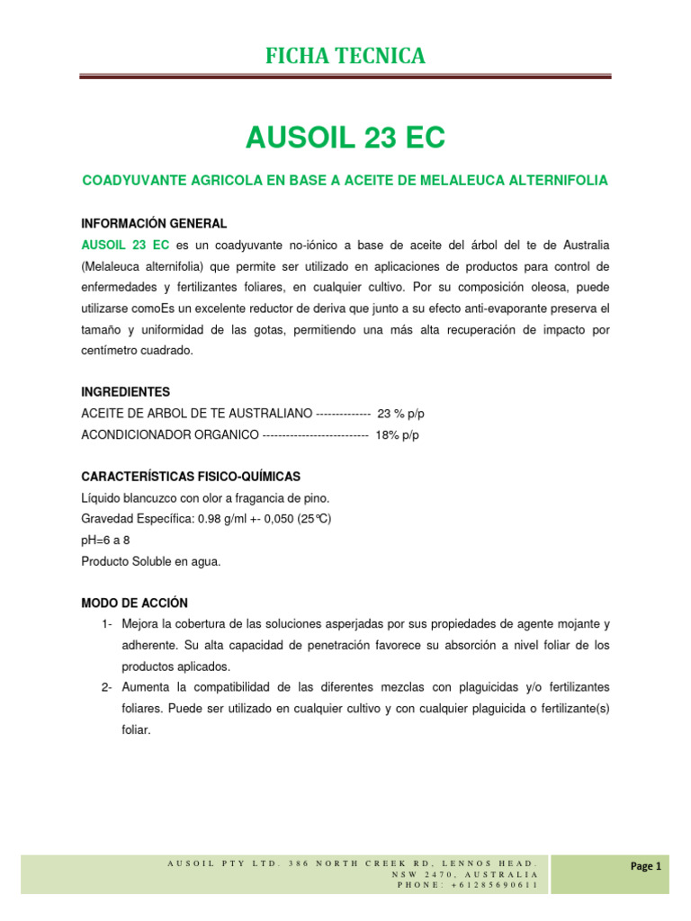 AUSOIL+23+EC+FICHA+TECNICA+ADJUVANT (1) | Descargar gratis PDF ...