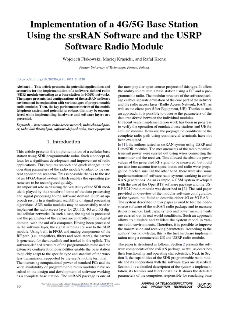 Implementation of A 4G5G Base Station | PDF | Software Defined Radio | Computer Network