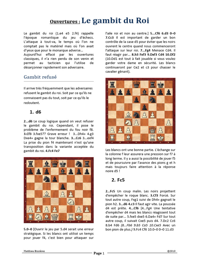 Le Gambit du Roi : Stratégies et Tactiques | PDF | Jeux de société ...
