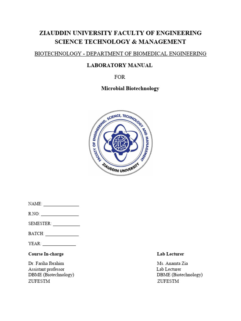 Microbial Biotechnology Lab Manual | PDF | Growth Medium ...