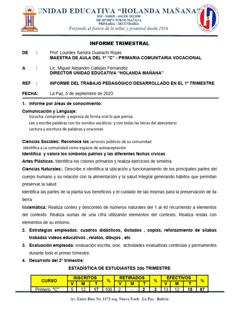 Informe 2do Trim | PDF | Comunicación