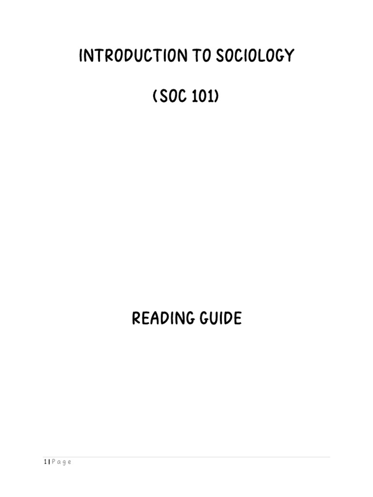 Reading Guide Soc 101 | PDF | Sociology | Society