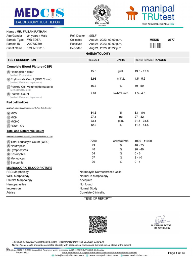Blood Test Report | PDF | Thyroid Stimulating Hormone | Cholesterol