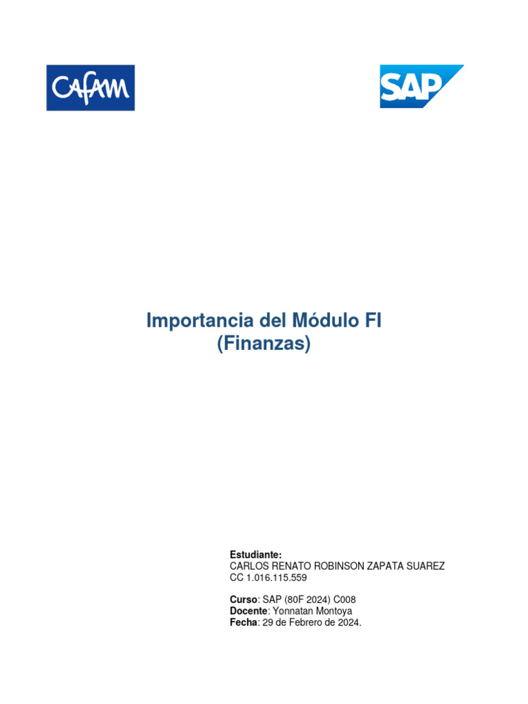 Importancia del Módulo SAP FI en Finanzas | PDF | Contabilidad | Business