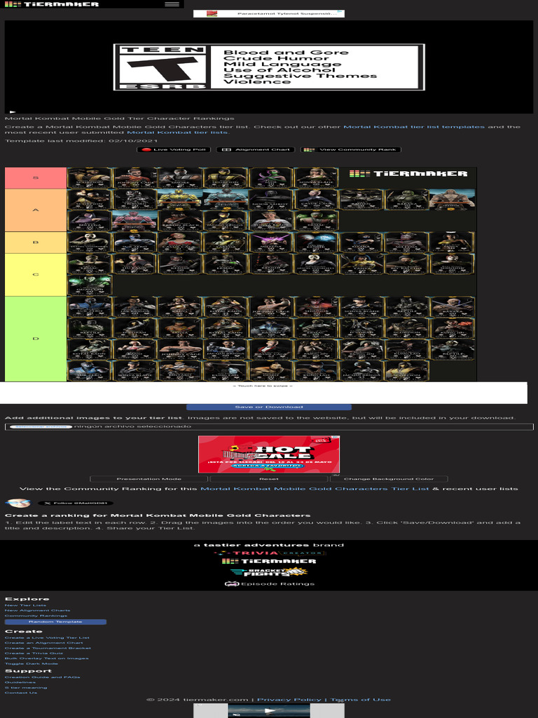Tier List - TierMaker MORTAL KOMBAT | PDF