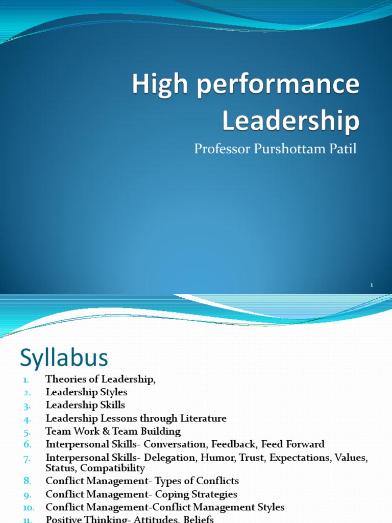 High Performance Leadership | PDF | Leadership | Attitude (Psychology)