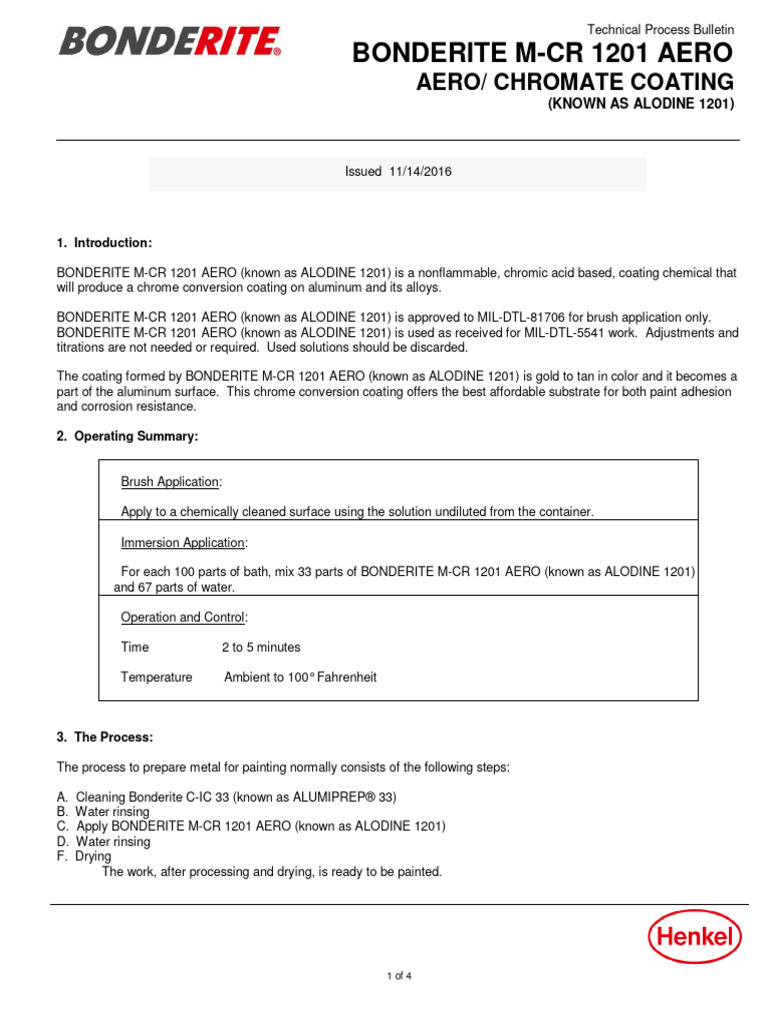 Alodine 1201 Conversion Coating | Download Free PDF | Chemical ...