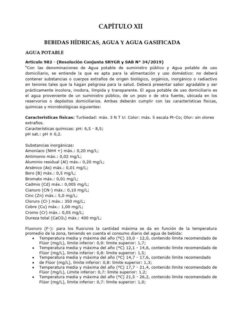 Capítulo Xii Agua Potable Caa | PDF | Agua potable | Agua