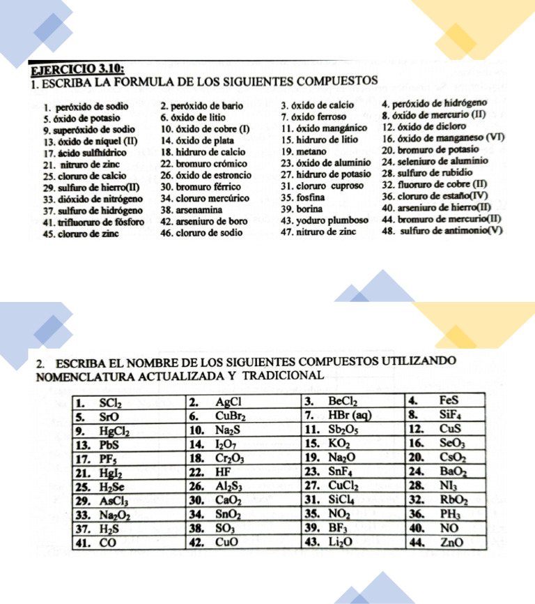 Ejercicio de Nomenclatura | PDF
