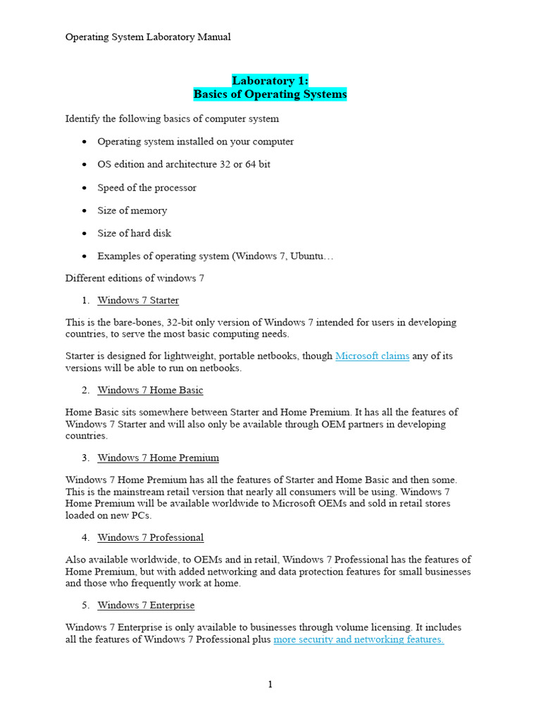 OS Lab Manual Final | PDF | Windows 7 | Microsoft Windows