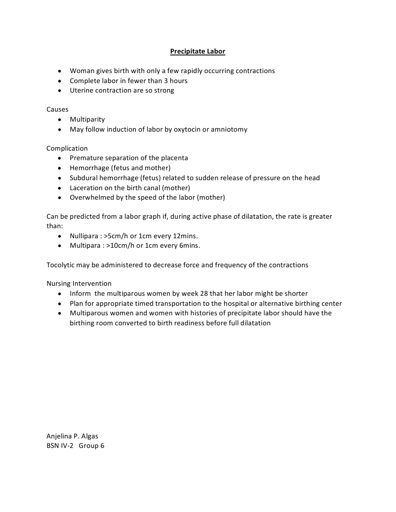 Precipitate Labor | PDF