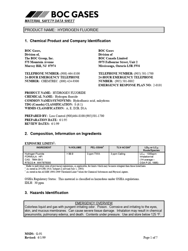 Hydrogen Safety Data Sheet | PDF