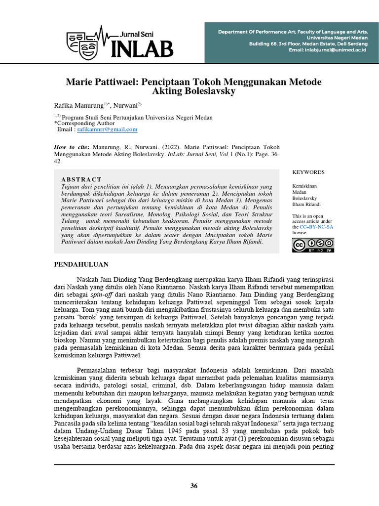 Penciptaan Tokoh Marie Pattiwael di Medan | PDF