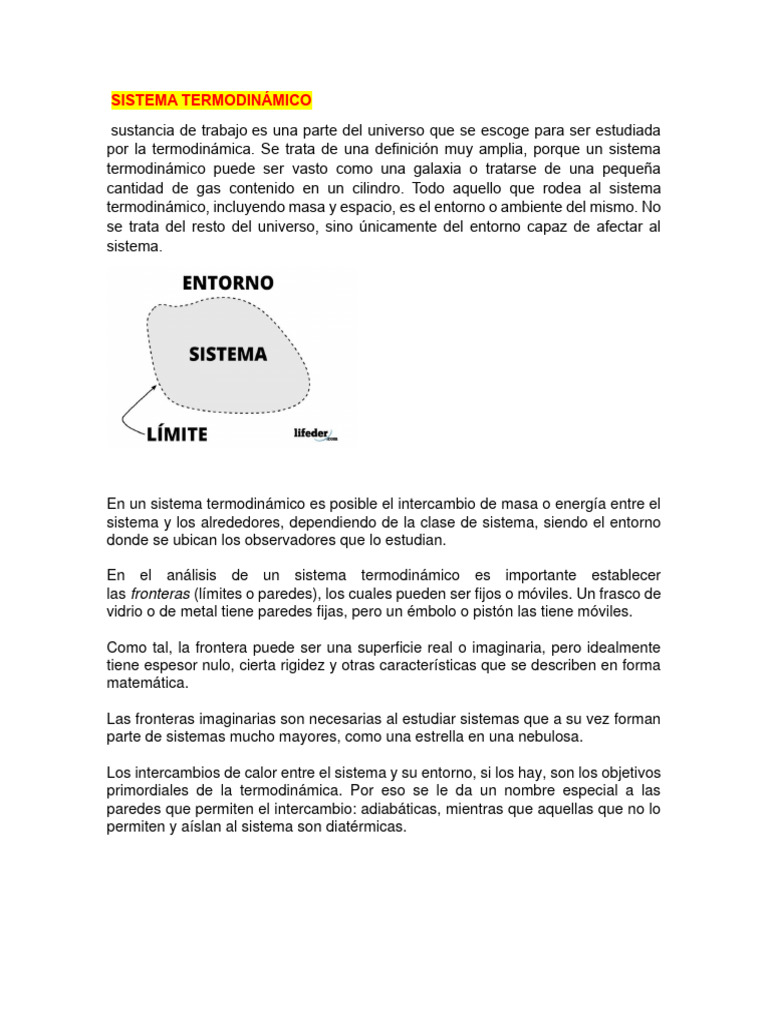 Sistema Termodinámico | PDF | Termodinámica | Sistema