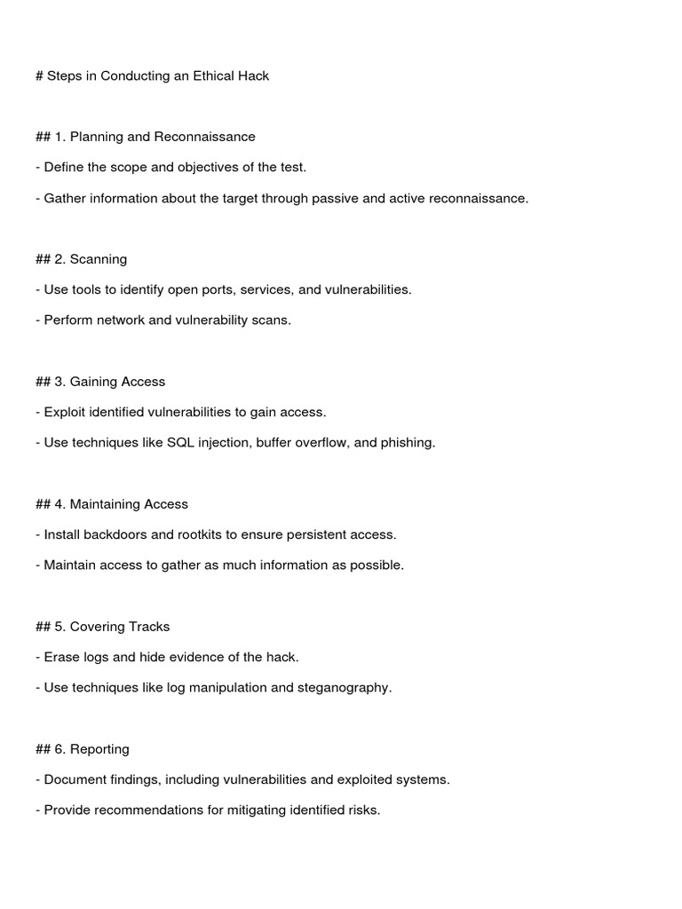 Steps in Conducting An Ethical Hack | PDF