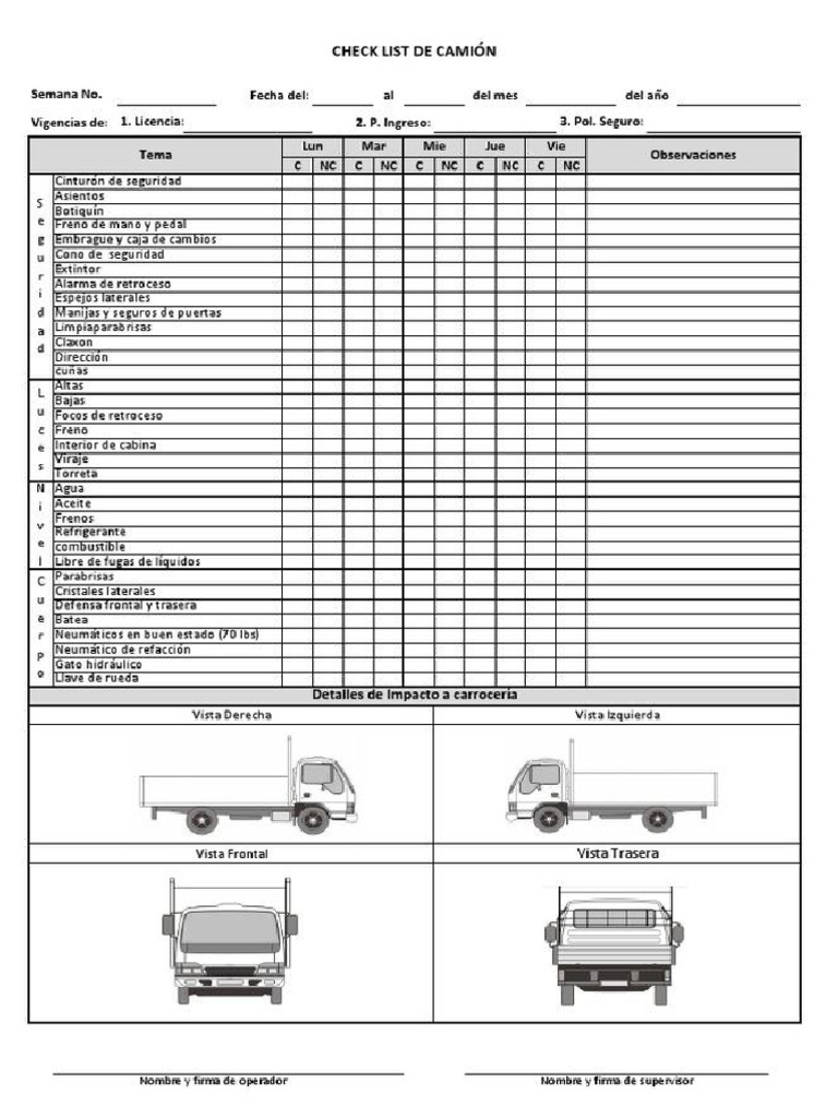 Checklist camiones | PDF