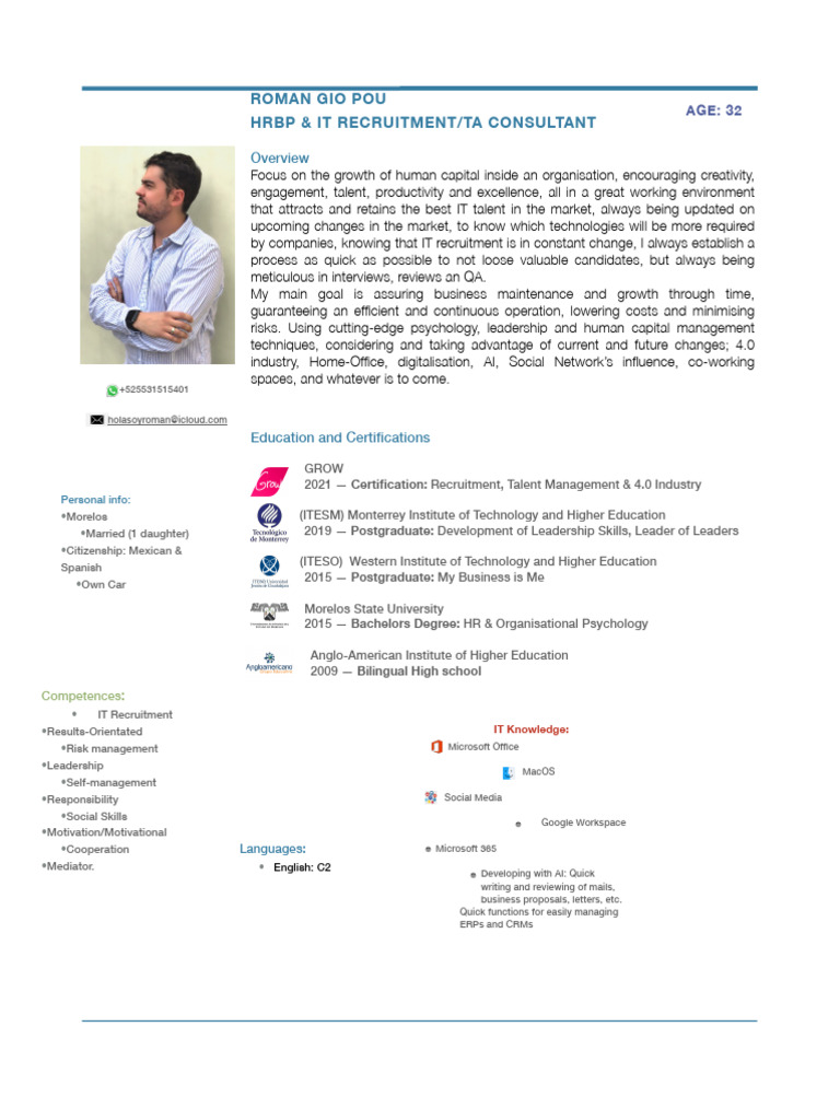 CV English Roman Gio Pou PDF Latest | PDF | Recruitment | Employment