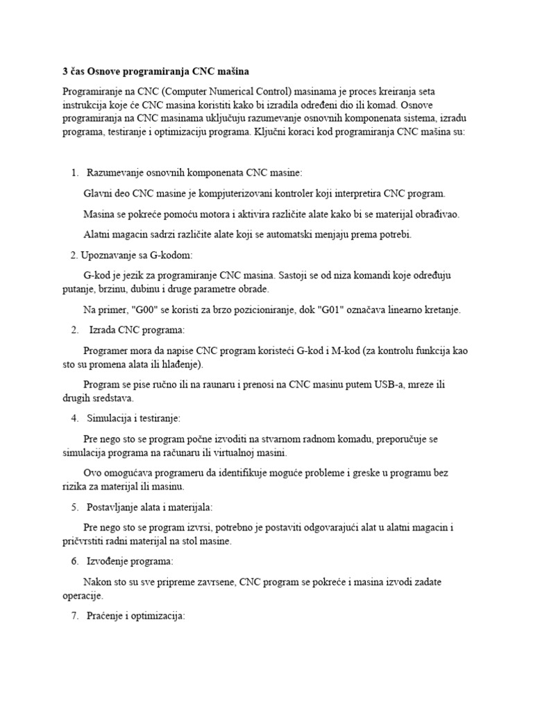 IV-1 Programiranje Na CNC Čas 3, 4 | PDF