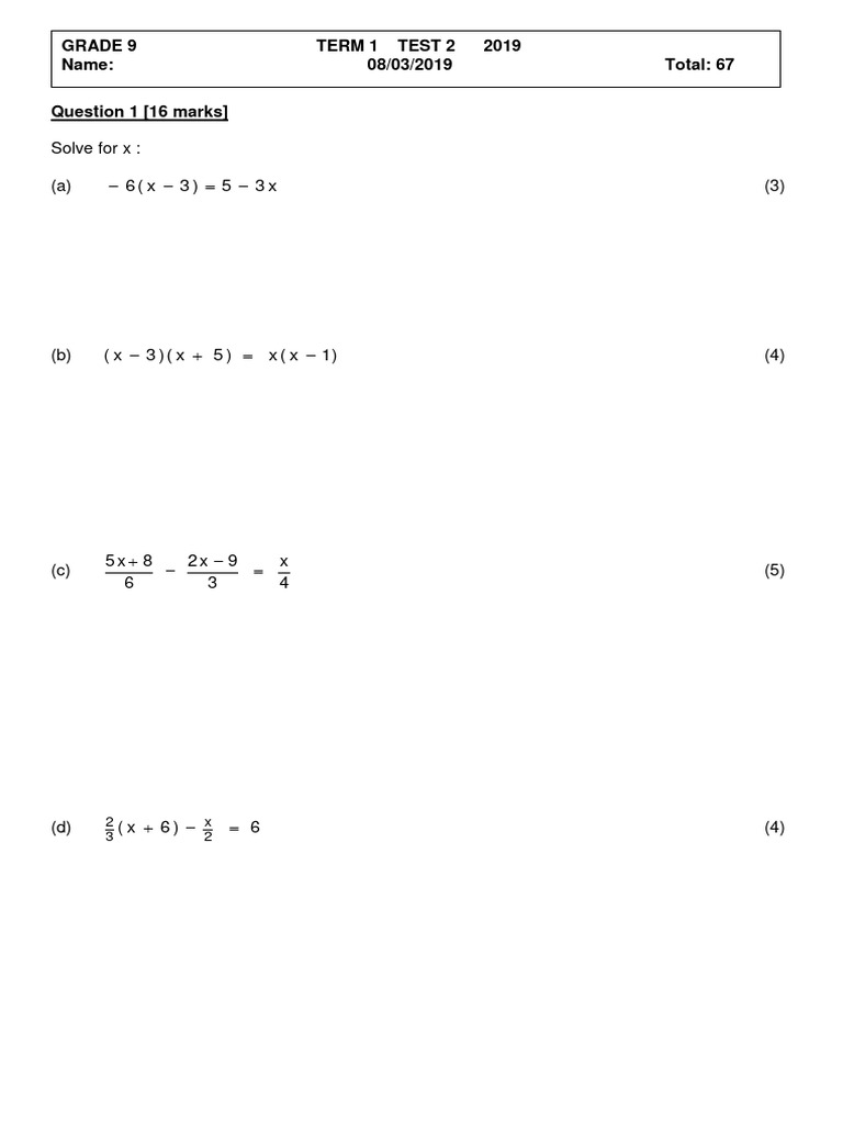 Grade 9 Term 1 Test 2 2019 PDF | PDF | Speed | Graph Theory