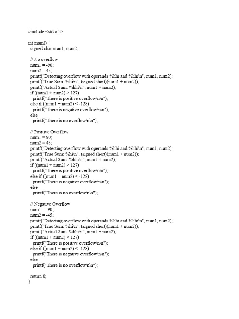 Detecting Overflow in C Programming | PDF