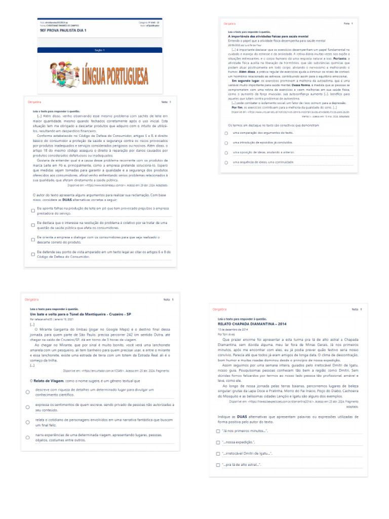 Prova Paulista 2º Bimestre_9º Ano Dia 1 | PDF Prova Paulista 2º Bimestre_9º Ano Dia 1 | PDF
