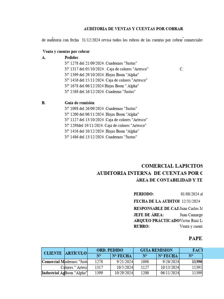 Auditoria Cuentas Por Cobrar y Pagar | PDF | Contabilidad | Auditoría