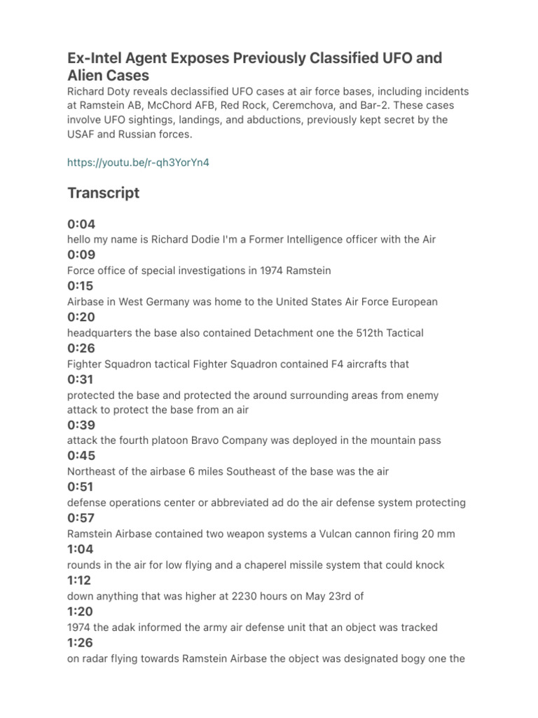 Ex-Intel Agent Exposes Previously Classified UFO and Alien Cases | PDF | Radiation ...