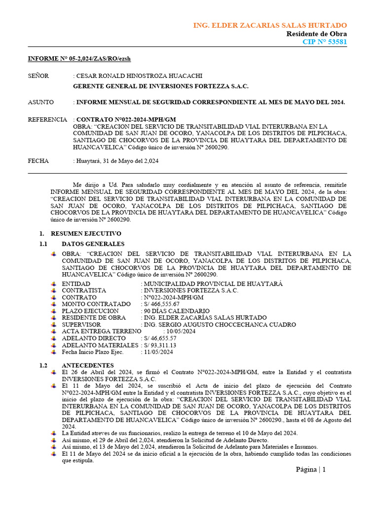 INFORME SEGURIDAD #01-RO A Fortez | PDF