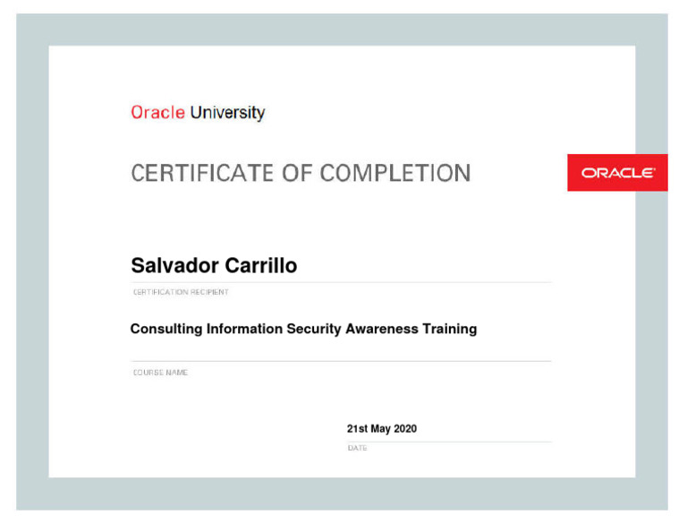 Course Certificate Consulting Information Security Awareness