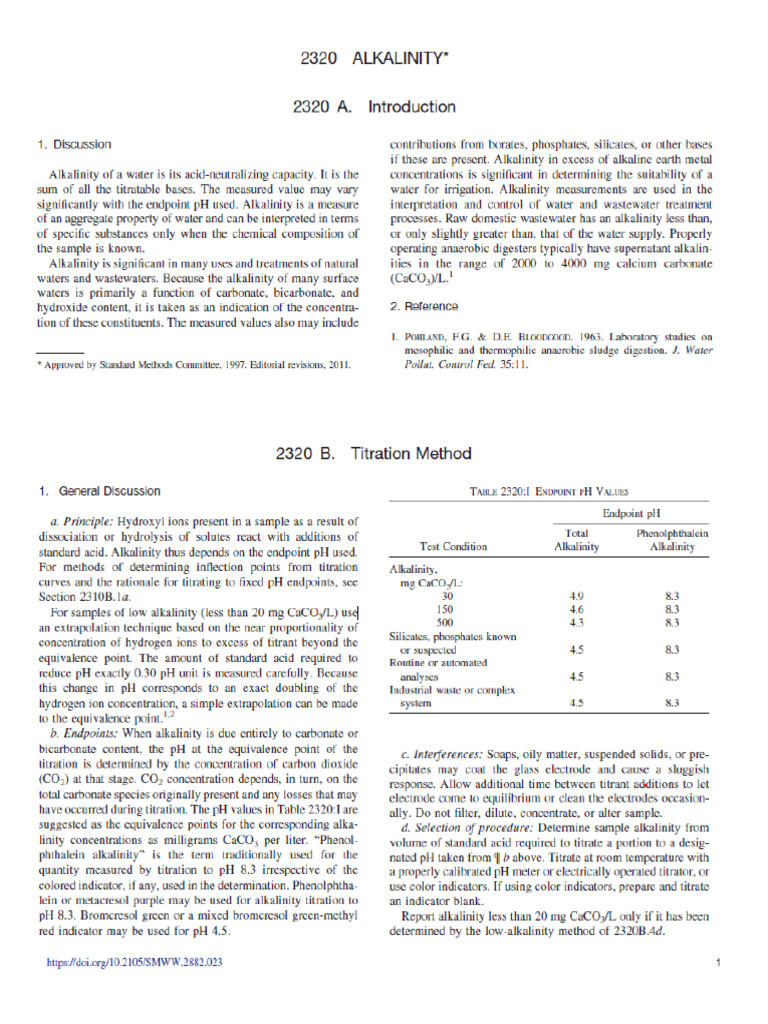 2320 Alkalinity 2017 | PDF