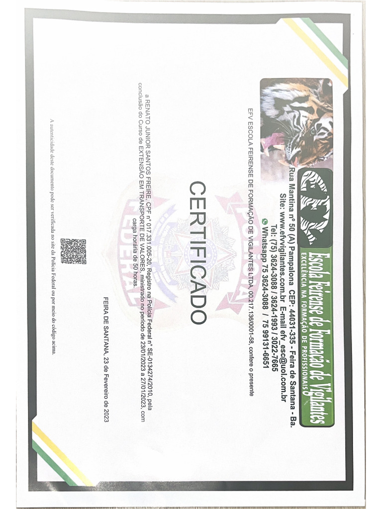 Certificado Horas Renato | PDF