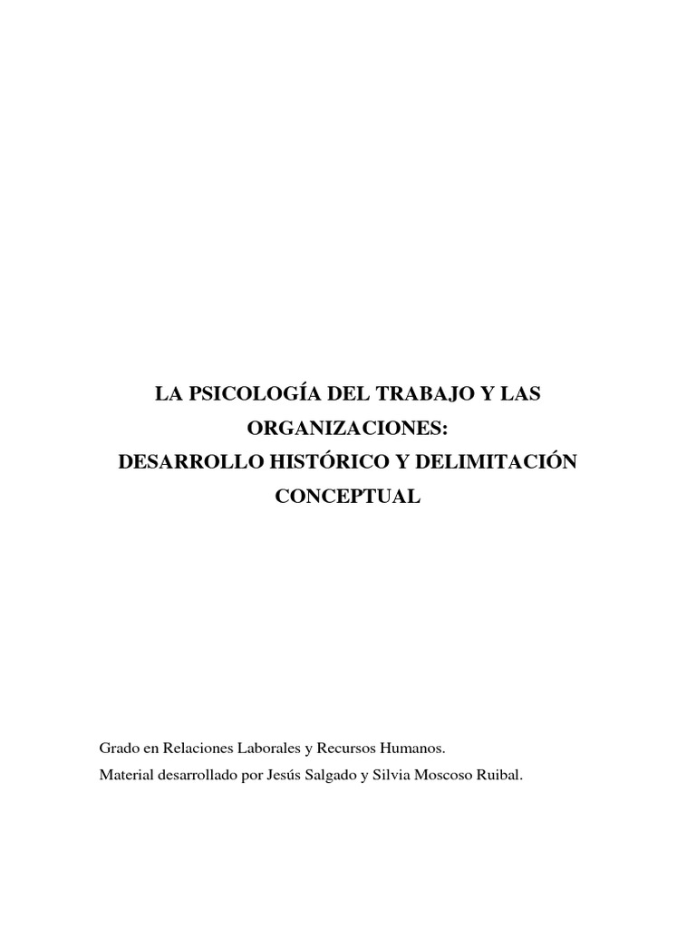 Tema 1. Lectura complementaria. Historia de la PsicologÃ Â­a del Trabajo | Descargar gratis PDF ...