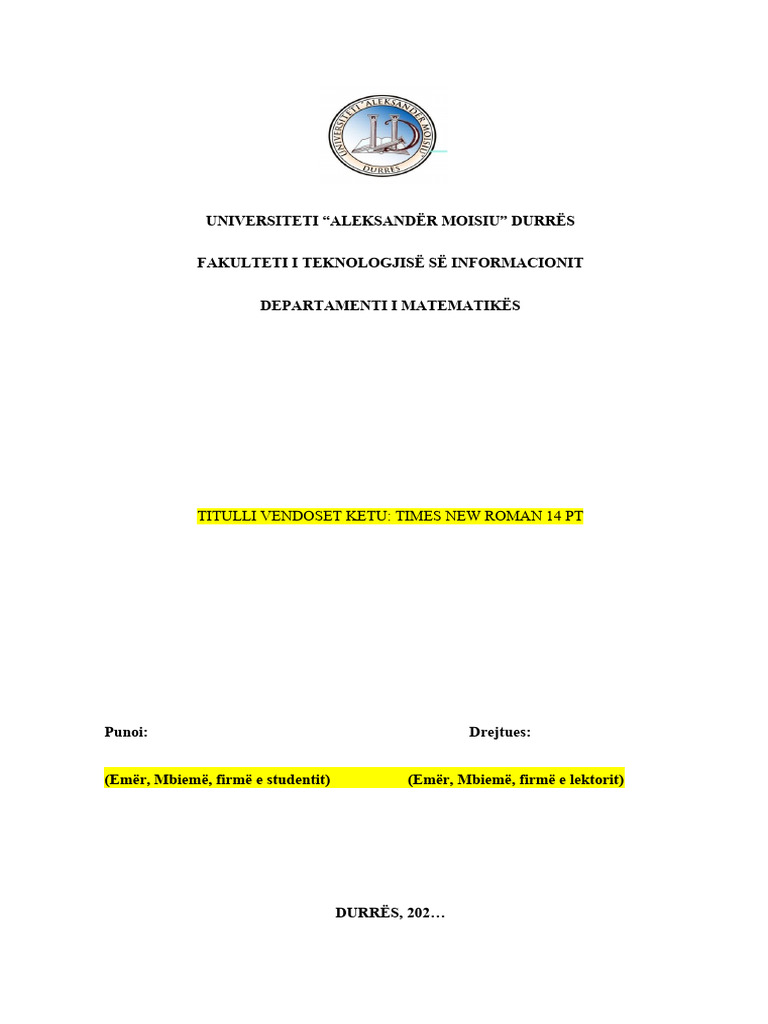 Formati I Temes Se Diplomes - FTI MMI | PDF