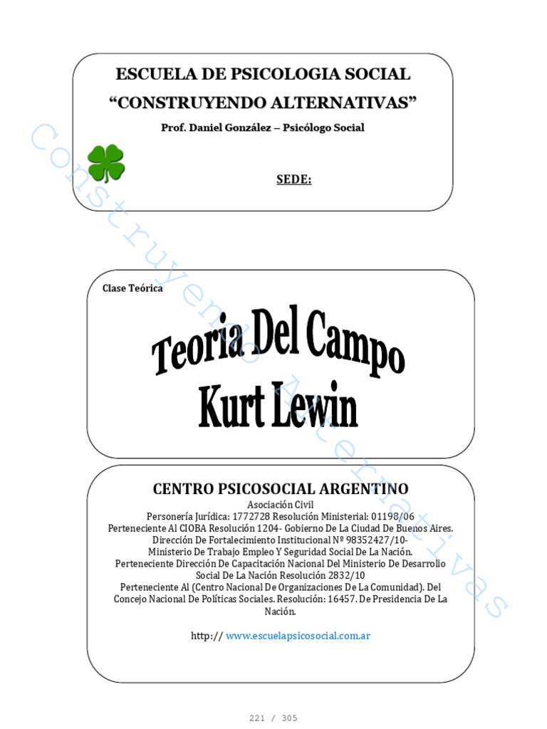 Psicologia Social Manual 2° Año - Teoría Del Campo de Kurt Lewin - Pag ...