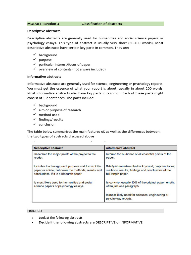 3 Module I Section 3 Classification Of Abstracts 1 0224 1 Pdf