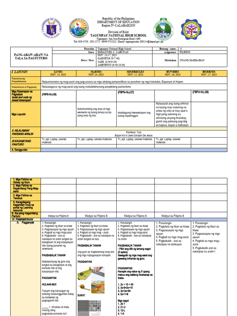 TULA Lesson Plan | PDF