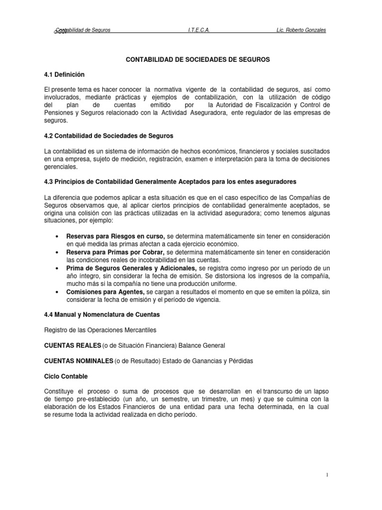 CONTABILIDAD DE SOCIEDADES DE SEGUROS | Descargar gratis PDF | Contabilidad | Seguro