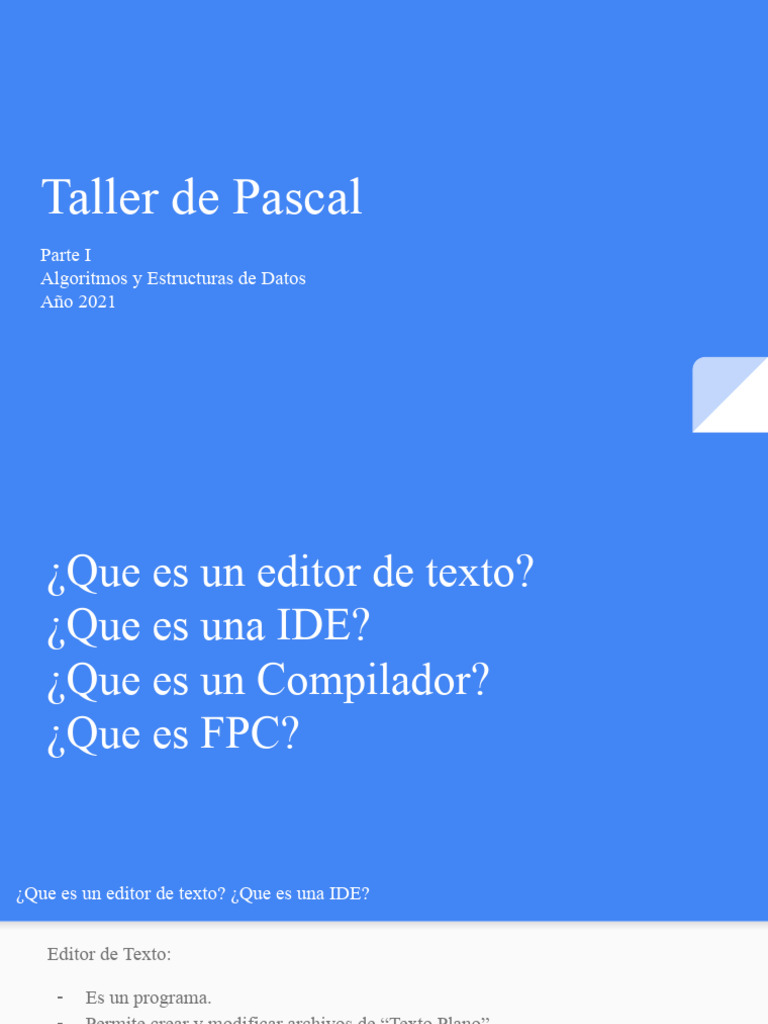 Taller de Pascal 01 | PDF | Compilador | Entorno de desarrollo integrado