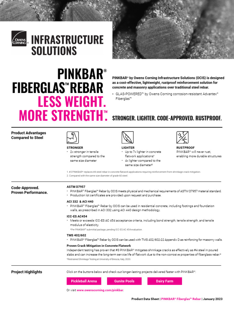 10023236-PINKBAR-Data-Sheet- | Download Free PDF | Concrete | Fiberglass