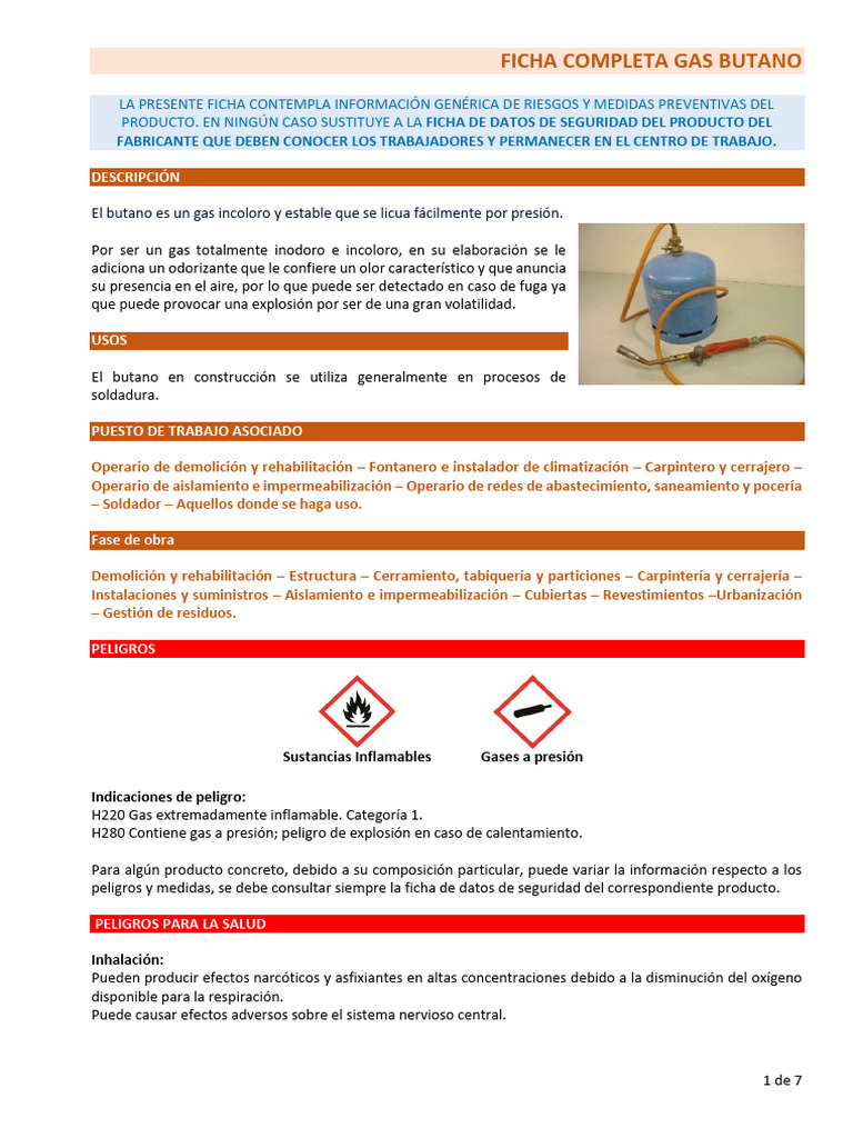 Ficha 20 Completa 20 Gas 20 Butano | Descargar gratis PDF | Combustión | Agua
