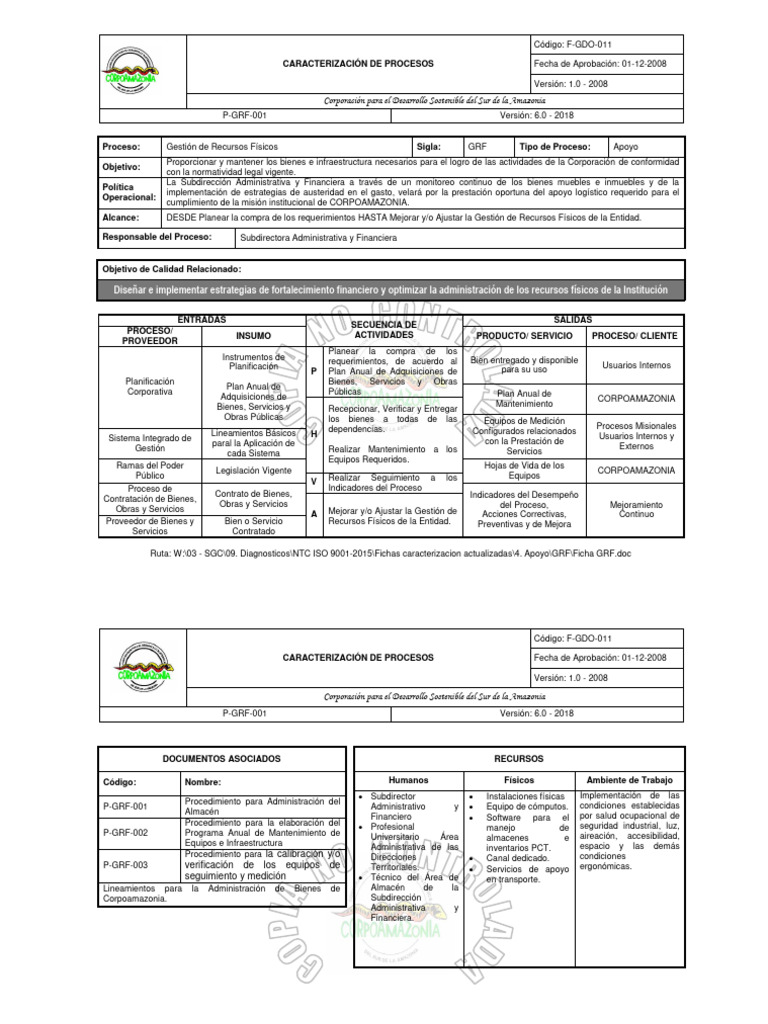 Ficha GRF | PDF | Planificación | Calidad (comercial)